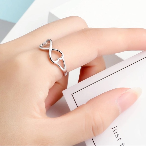 UMODE | Jewelry | Sterling Silver Double Heart Eternity Ring | Poshmark